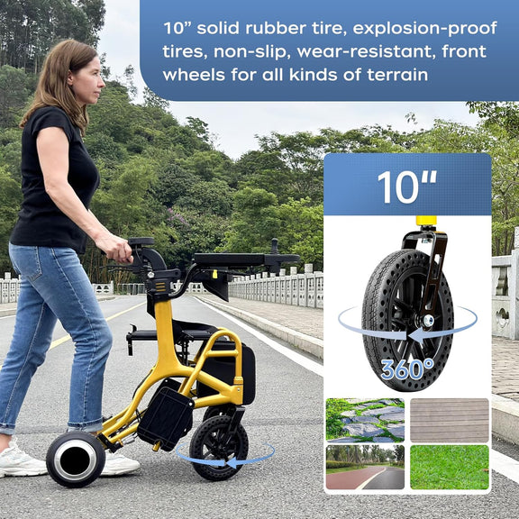 ZUBU 3 in 1 electric rollator walker with seat wheelchair gold – zuburobot